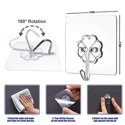 Adhesive Hooks Kitchen Wall Hooks- 20 Packs Heavy Duty 21lb(Max) Nail Free Sticky Hangers with Stainless Hooks Reusable Utility Towel Bath Ceiling Hooks 11111