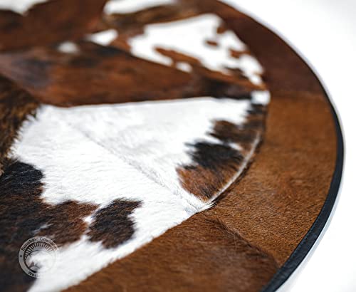 Genuine Round Cowhide Rug Rodeo Star Patchwork 40" Area Rug