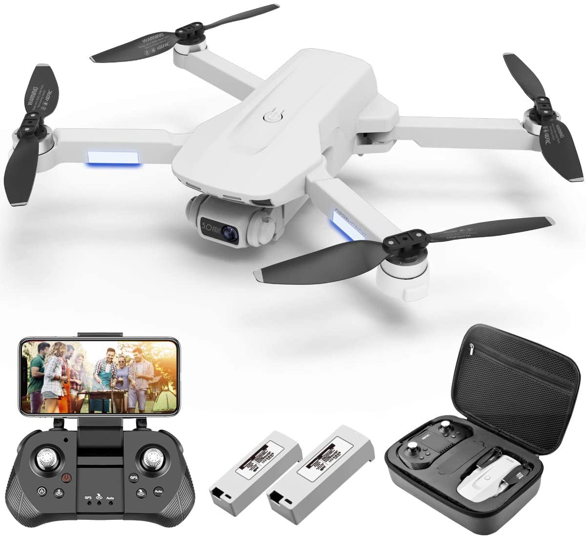 4DF8 GPS Drone with 4K Camera for Adults,5G FPV Live Video RC Quadcopter,Drone for adults beginners, with Brushless Motor,Auto Return Home, Follow Me,Waypoint Fly,2 Batteries,Carrying Case