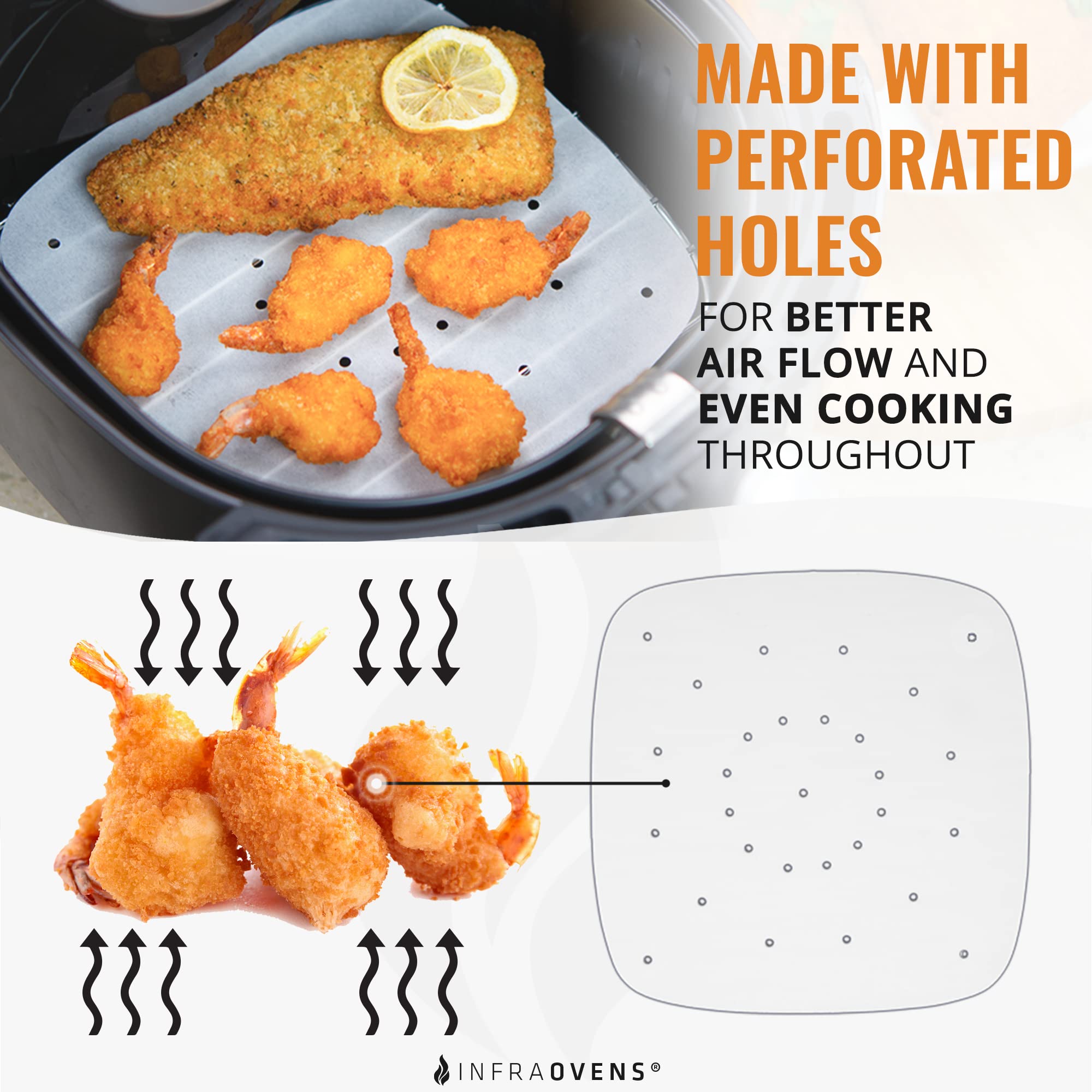 Air Fryer Parchment Paper Sheets Compatible with Philips Viva, Dash, Secura XL, Maxi-Matic Elite +More | Paper Liner Accessories for Airfryer