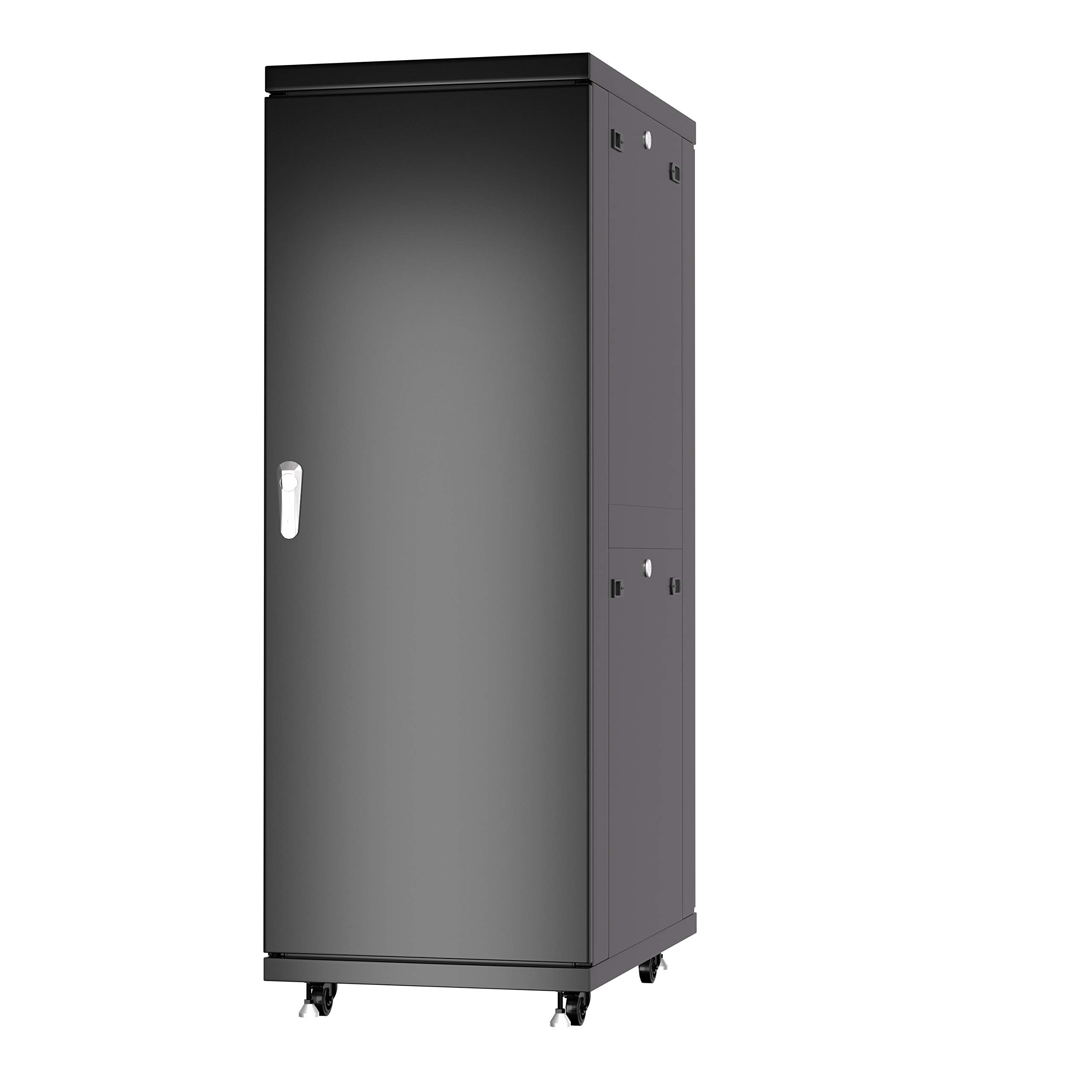 Server Rack - Locking Cabinet - Network Rack Cabinet Enclosure - 32U - Rack Mount - 39 Inch Deep - Server Cabinet - on Wheels - Shelf - Cooling Fan - Thermostat - Sysracks - SRF
