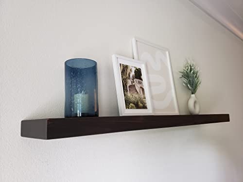 Joel's Antiques Floating Wall Shelf - Long Shelf for Fireplace Mantel, Bookshelf, Bedroom, Photos, Patented Easy Install - Black, 60" x 6" x 2"