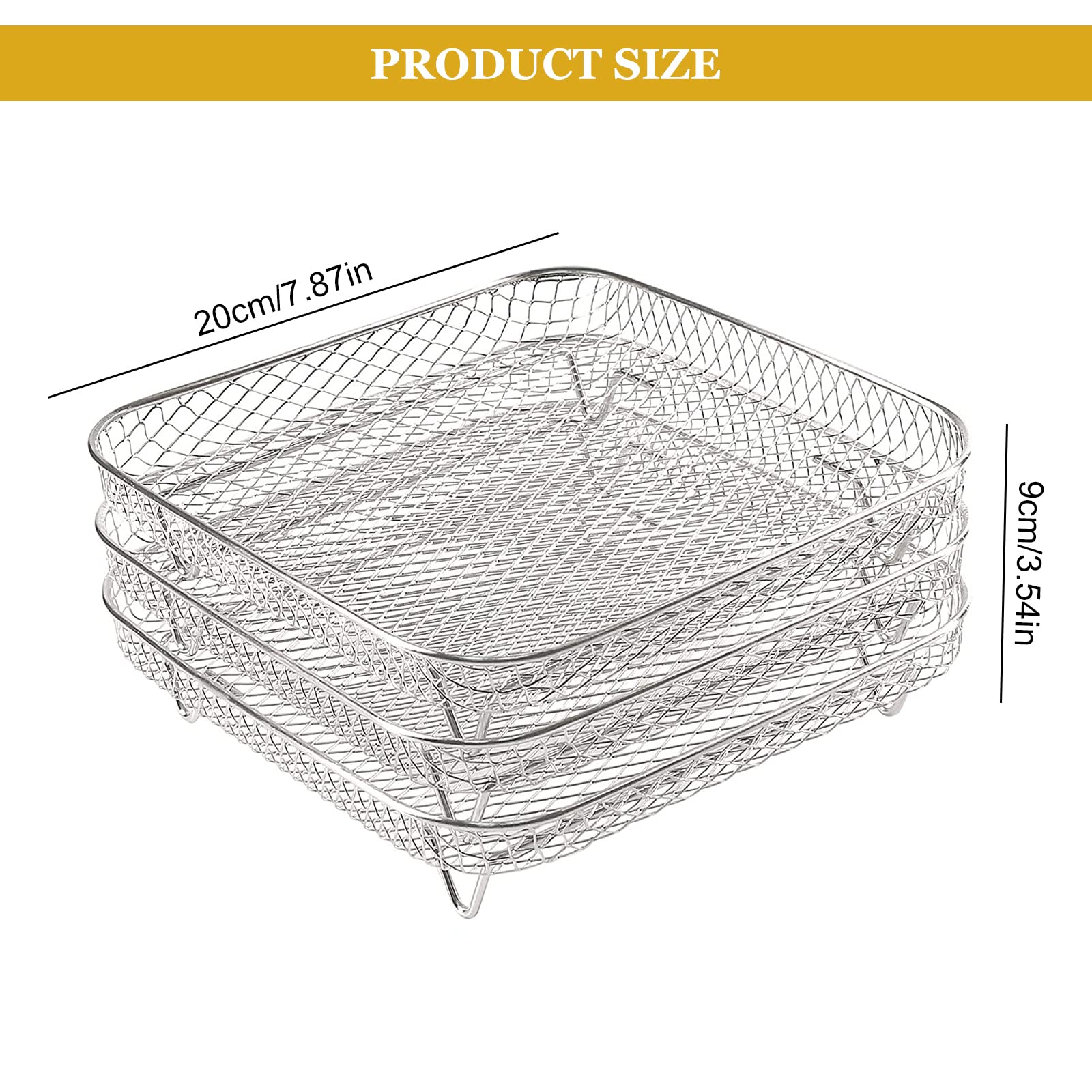 Air Fryer Rack for Instant Vortex: 3 Pack 8Inch Three Stackable Racks Square Air Fryer Rack Stainless Steel Air Fryer Basket Dehydrator Rack for Cosori,Instant Vortex,Nuwave,Ninja Air Fryer