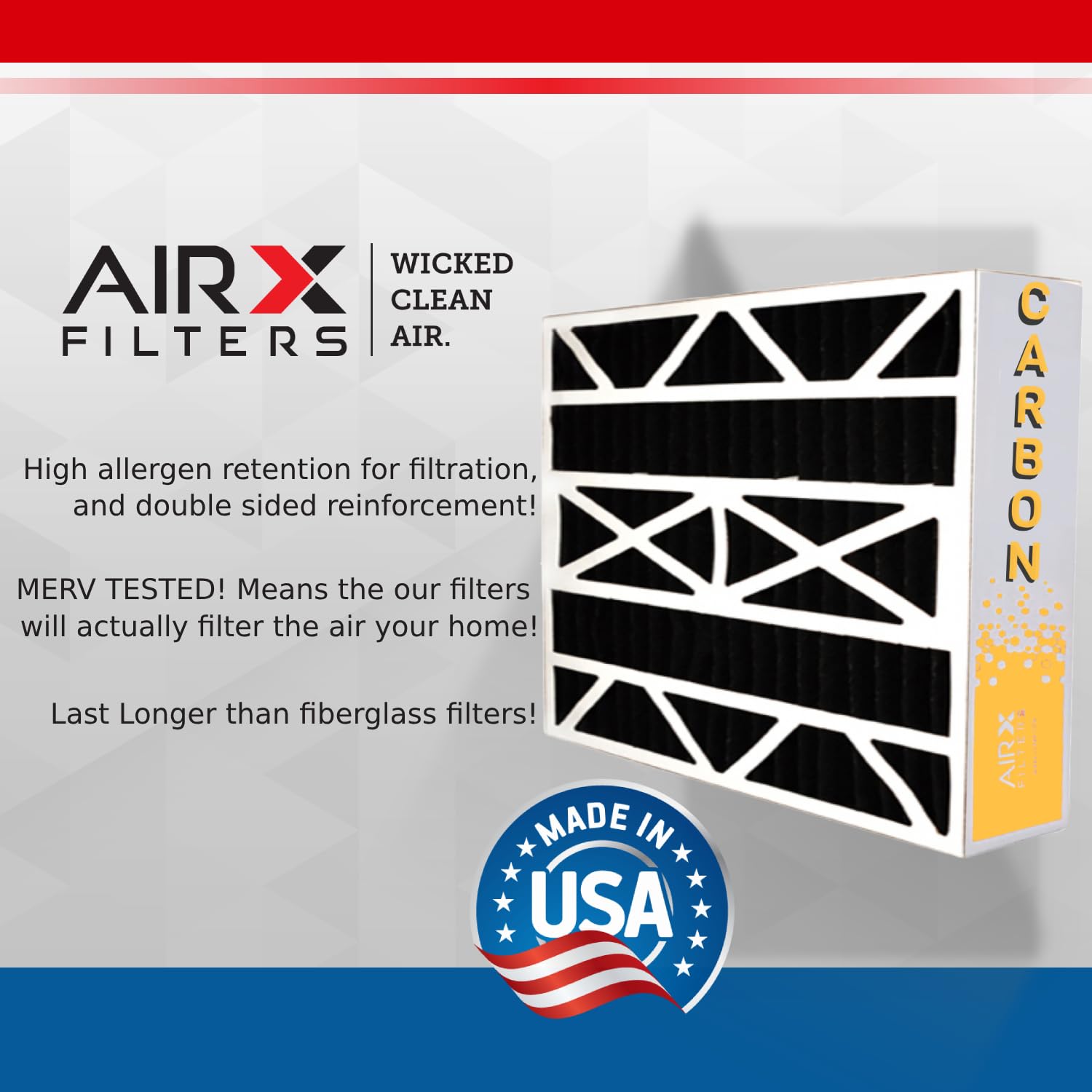 AIRX FILTERS WICKED CLEAN AIR. 20x25x4 Air Filter Odor Eliminator Carbon Filter MERV 8 AC HVAC Furnace Filters 6 Pack