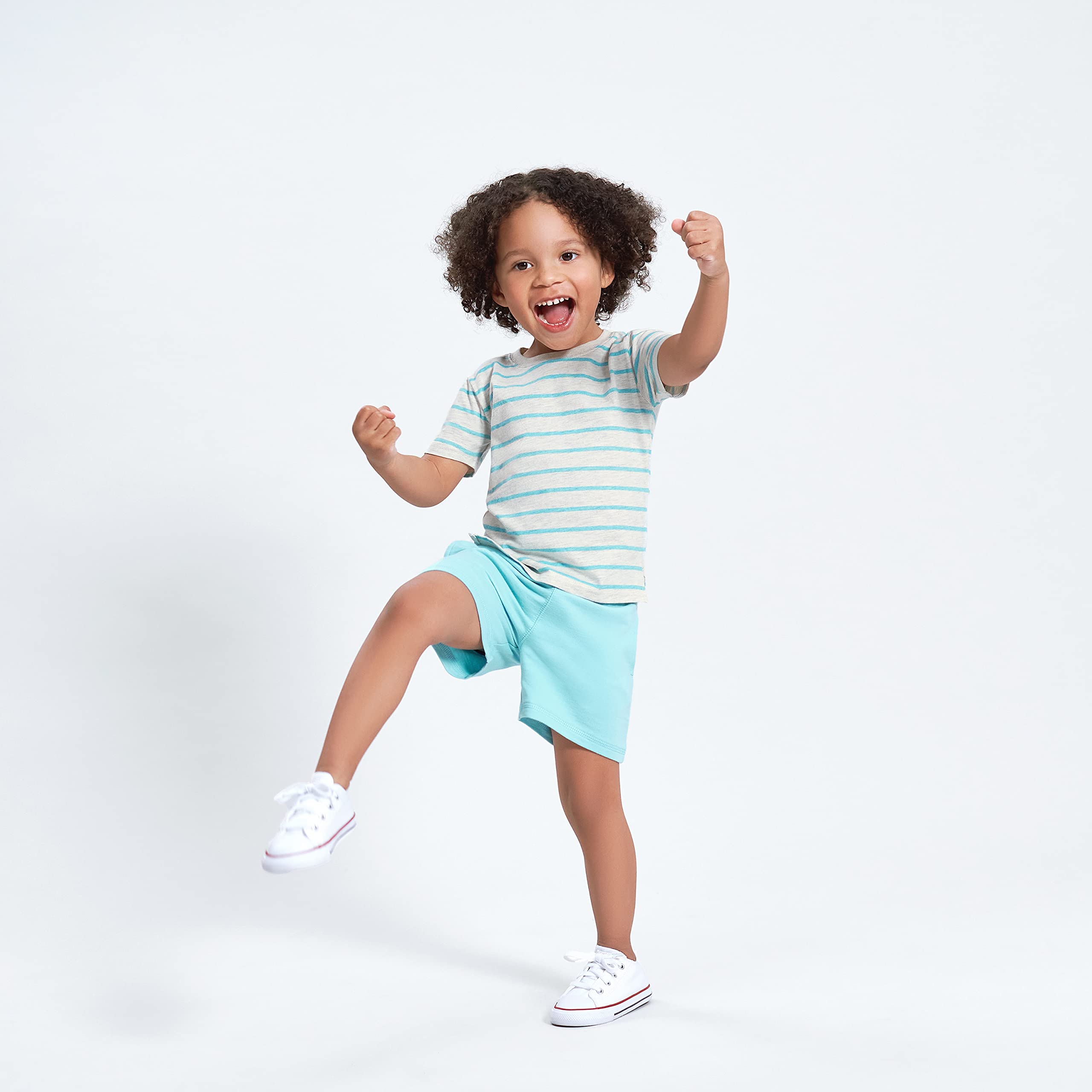 Gerber Baby Boy's Toddler 3-Pack Pull-On Knit Shorts, Blue & Gray, 12 Months