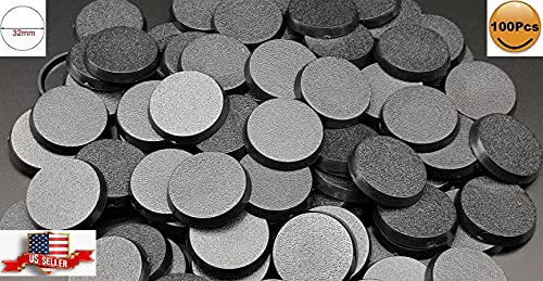 EEcliP 100pcs Round Plastic Model Bases 32mm or 1.3inch for Gaming Miniatures or Wargames Table Games MB432