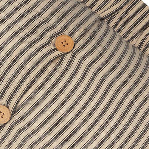 VHC Brands Sawyer Mill Ticking Striped Cotton Farmhouse Bedding 22x14 Filled Pillow, 1 Count (Pack of 1), Charcoal Dark Creme White