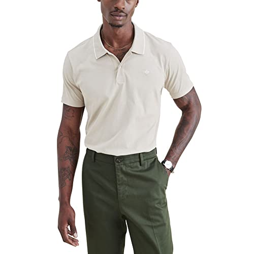 Dockers Men's Short Sleeve Perfect Performance Polo (Regular and Big & Tall), Sahara Khaki, Large