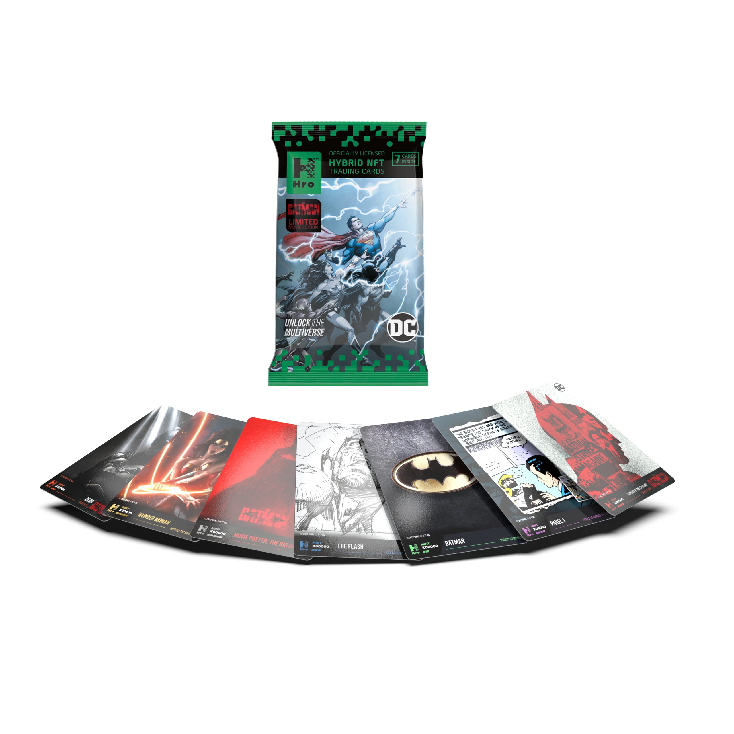 DC Unlock The Multiverse 8-Pack Starter Pack – Hro Hybrid NFT Trading Cards, 58 Cards Starter Pack, Black (10031948)