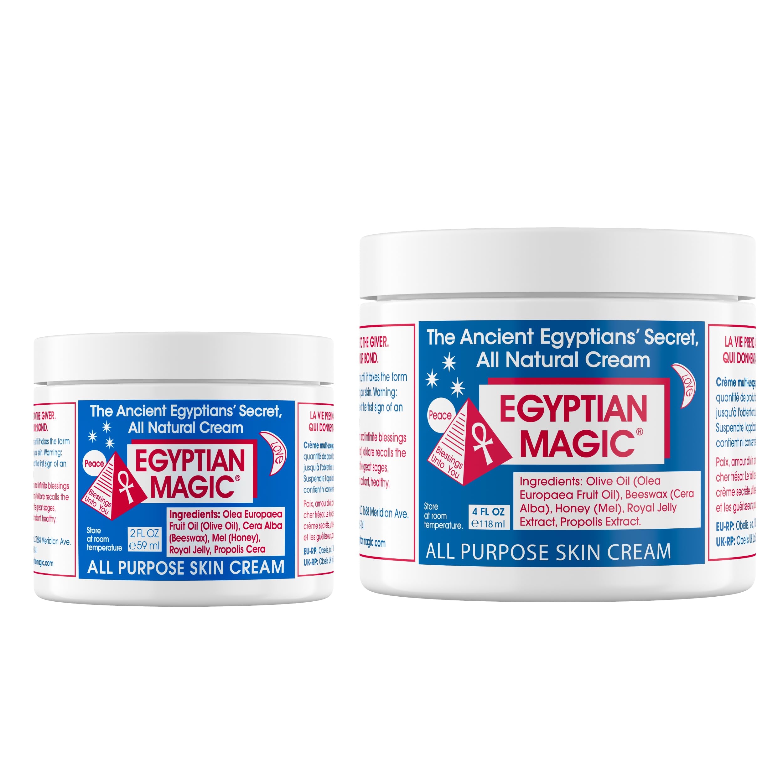 EGYPTIAN MAGIC - All Purpose Face, Body, and Dry Skin Moisturizing Cream, Skin Protectant for Women & Men, Eczema Care Healing Balm, Scar Treatment, Stretch Marks, and Tattoo Aftercare, 4 & 2oz Bundle
