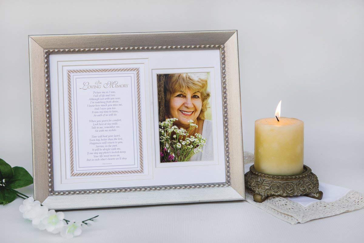 In Loving Memory Sentiment Memorial Picture Frame- Sympathy Gift for Loss of Loves Ones - Memorial Gift (Silver)