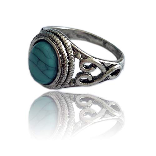 supaen Fashion Women 925 Sterling Silver Turquoise Moonstone Ring Wedding Jewelry 6-10 (8)