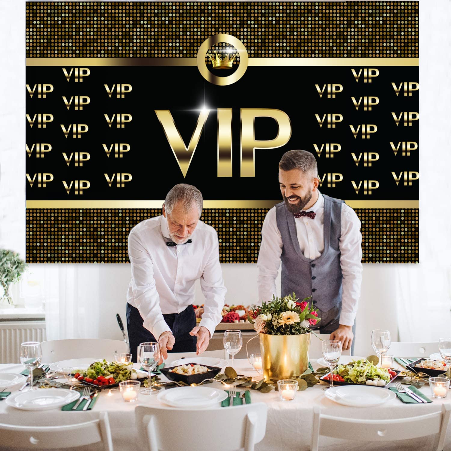 Withu VIP Party Backdrop Crown Black Gold Star Mimetic Show Graduation Birthday Red Carpet Event Photo Studio Backgrounds Celebrity Movie Award Ceremony Banner Props