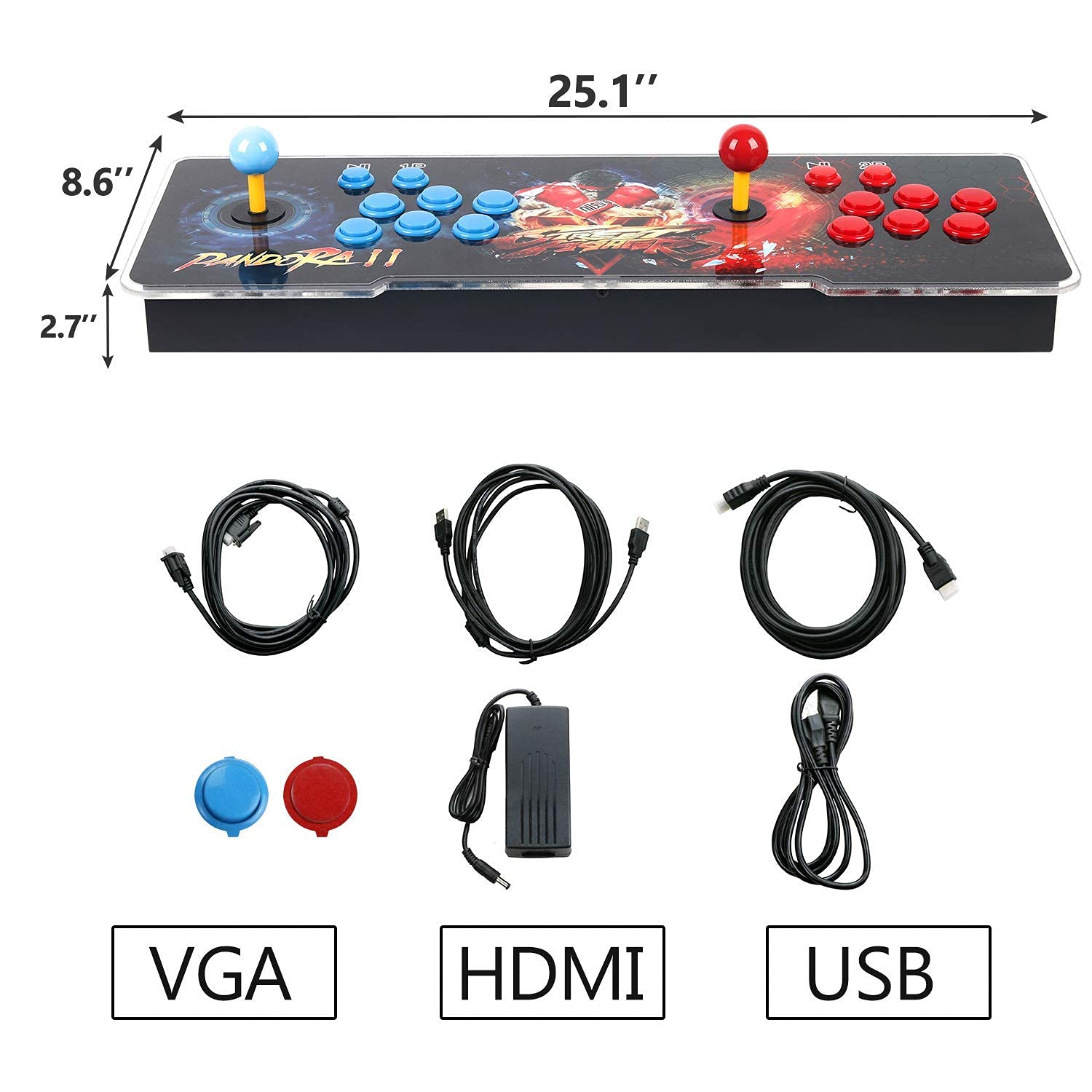 Pandora Treasure 3D Arcade Game Console - 30000 Games Installed, Search Games, Support 3D Games, 1280x720P, Favorite List, 4 Players Online Game, 2 Player Game Controls