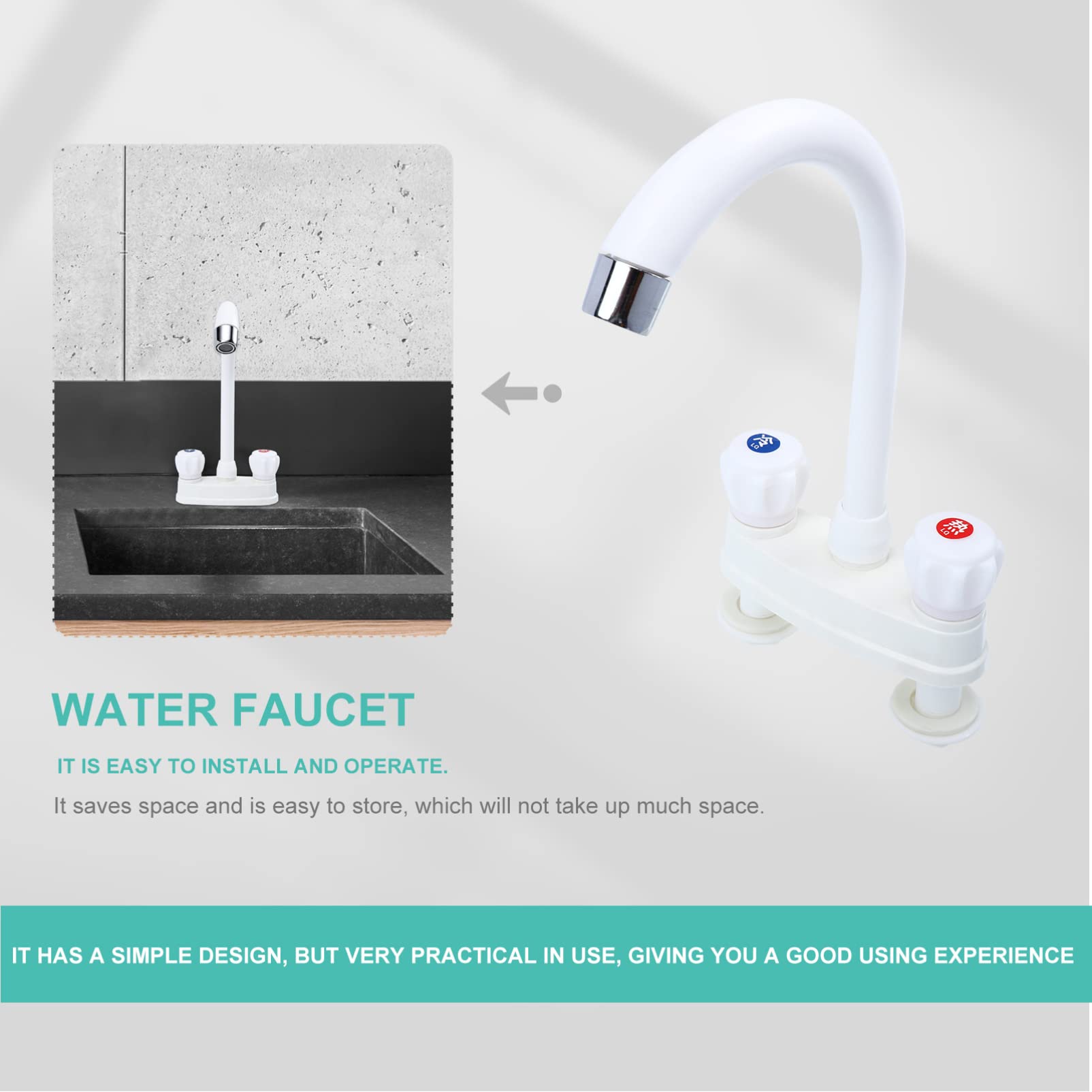 Faucets Sink Plastic Handle: Tap with Bath for Mixer Side Head Handle Bathroom - Home Sinks Spout Basin Practical Faucet Nozzle Double Lavatory Kitchen Sprayer Swivel