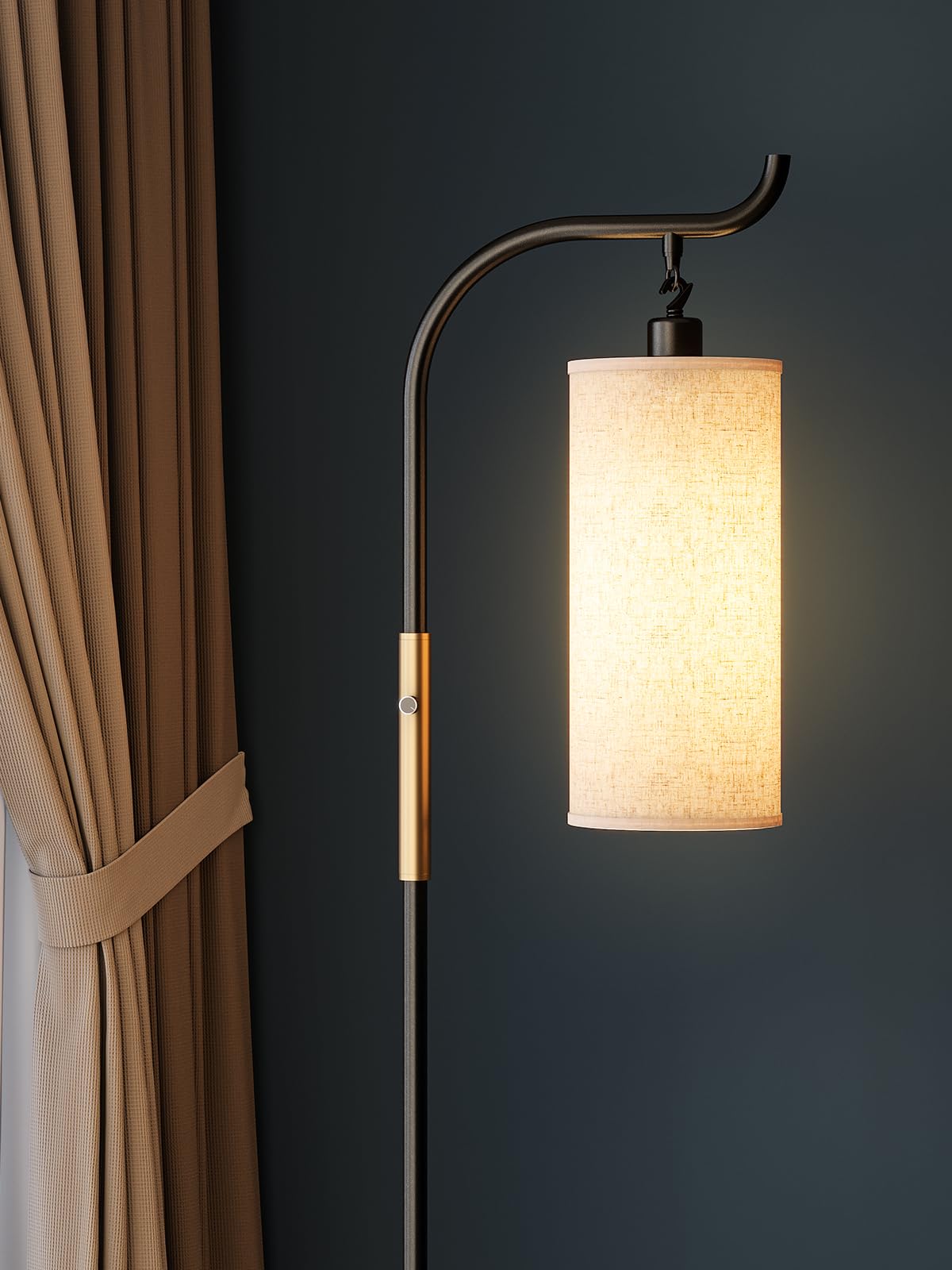 addlon Floor Lamps for Living Room, dimmable Floor lamp with Linen lampshade, arc Floor lamp Modern Standing Lamps, Bright Floor lamp for Bedroom and Office - Black
