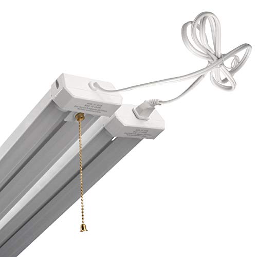 4FT Linkable LED Shop Light for Garages, 42W 4800LM 5000K Daylight LED Shop Lights, LED Ceiling Light with Pull Chain (ON/Off), Linear Worklight Fixture with Plug, 1 Pack