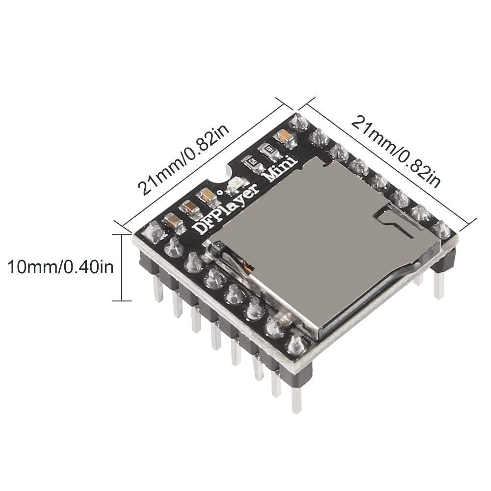 AITRIP 6PCS Mini MP3 Player Audio Module MP3 Voice Decode Board DFPlayer with TF Card Slot, it can be Controlled Through Serial Port or I/O Port for Arduino,Raspberry Pi, AVR, MSP430, and Other MCUs