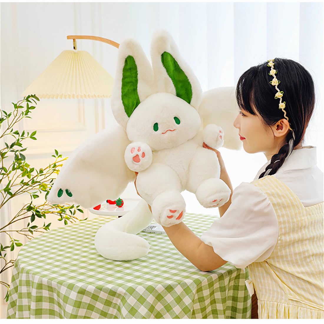 Sengocis 13.7 inch Unique Pink Bat Rabbit Plush Toy,Bat Bunny Plush Pillow,Bat Rabbit Cute Halloween Stuffed Animal