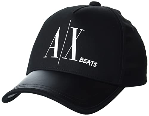 A|X ARMANI EXCHANGE mens Ax Beats Contrast Brim Hat Cap, Black, One Size US
