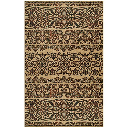 SUPERIOR Sheffield Modern Oriental Damask Polypropylene Indoor Area Rug, 8' X 10' Gold