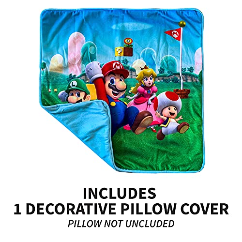 Franco Kids Bedding Soft Decorative Pillow Cover, 15 in x 15 in, Super Mario