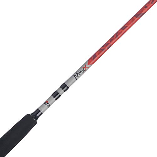 Abu Garcia 7’ Max X Fishing Rod and Reel Spinning Combo, 3 +1 Ball Bearings with Lightweight Graphite Body & Rotor, Rocket Line Management System,Red