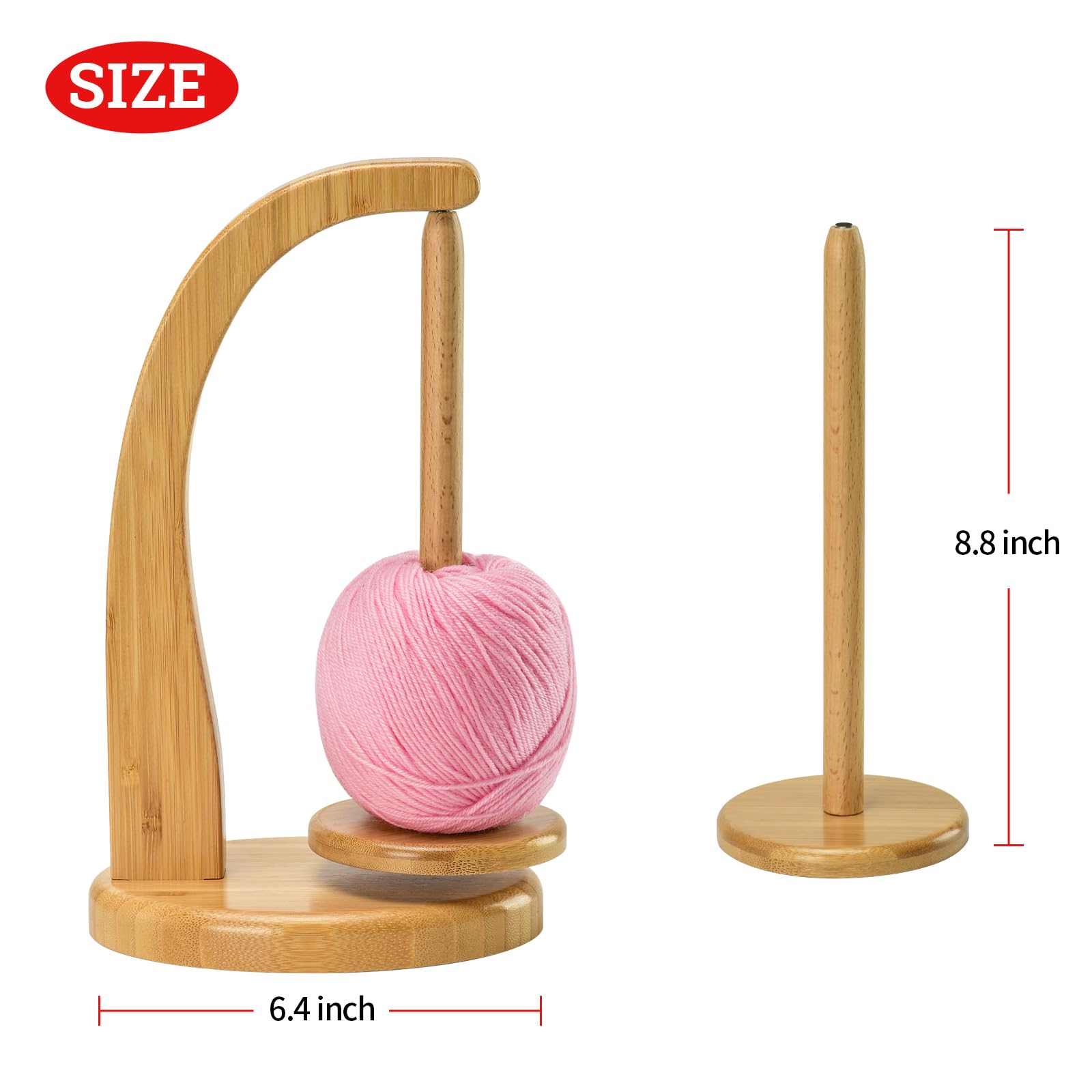 Yarn Holder with 2 Pcs Spindles for Knitting and Crocheting,Crochet Gift for Knitting Lovers,Wooden Yarn Spinner for Crochet by Artowell (Walnut Color)