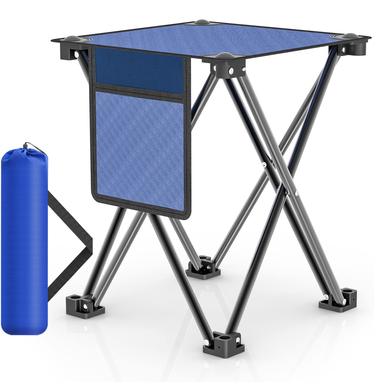 AIWOXING Camping Stool with Carry Bag, Collapsible Folding Portable Seat for Camp Fishing Hiking Gardening Beach, Small Foldable Camping Stools Chair, Blue