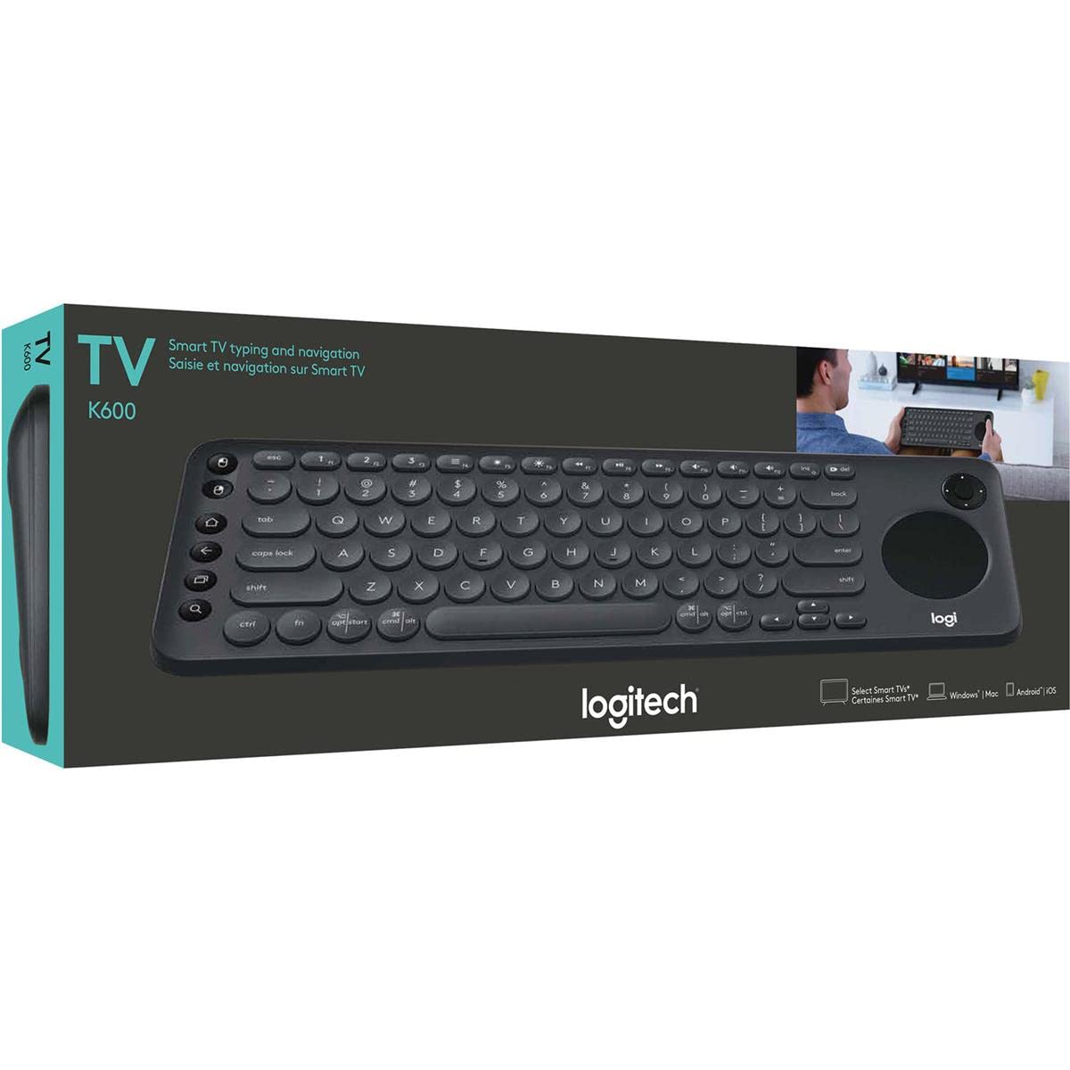 Logitech K600 TV - TV Keyboard with Integrated Touchpad and D-Pad Compatible with Smart TV - Graphite Black