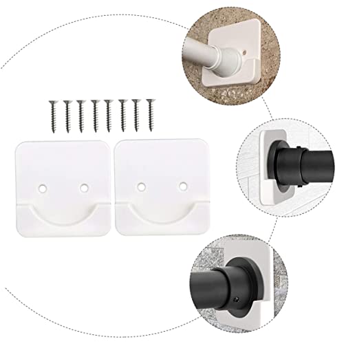 DOITOOL 6pcs Bracket Holder Heavy Duty Shower Curtain Tension Curtain Rods Circle Hooks Adhesive Curtain Rod Holder Wall- Mounted Shower Rods Holder Shower Curtain Tension Holder Fixture