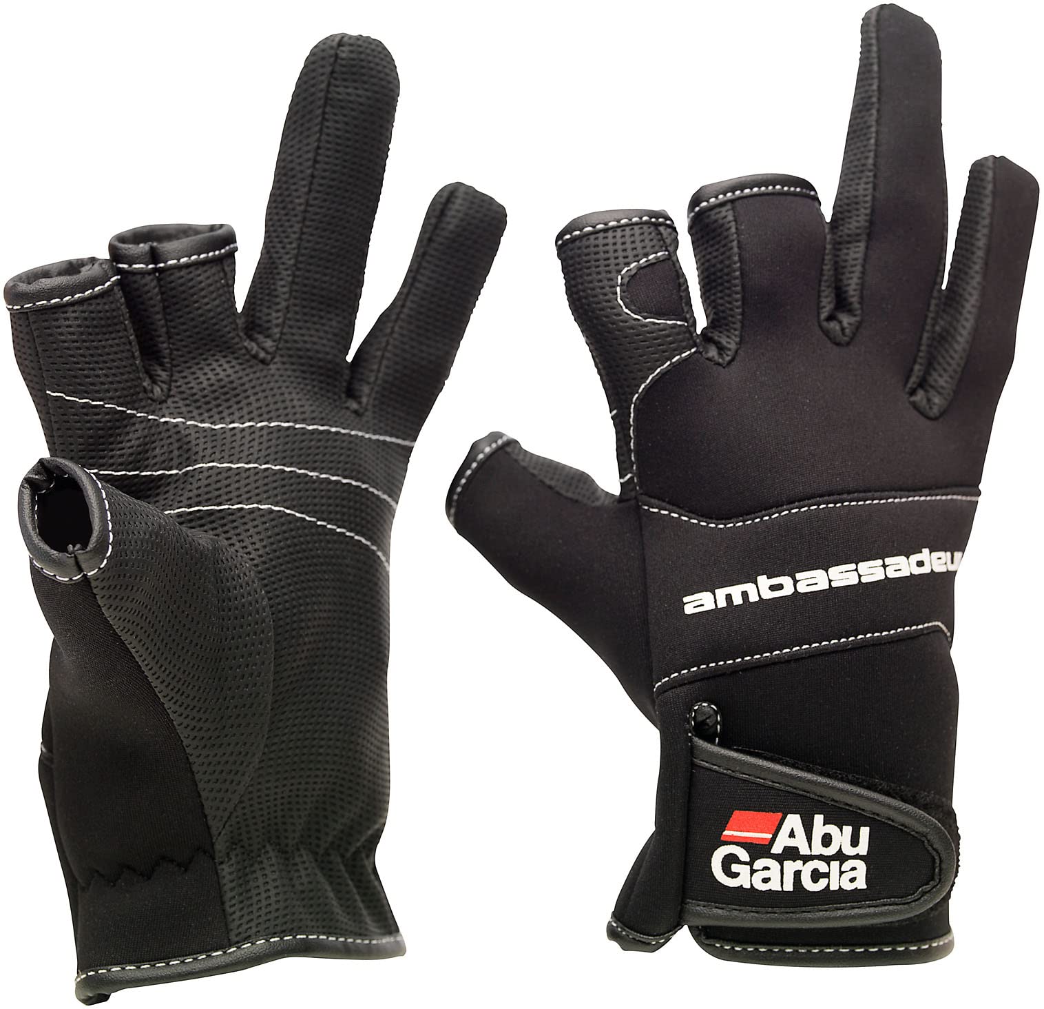 Abu Garcia Fishing Gloves 3 Half-Finger Breathable Anti-Slip Glove Neoprene (Medium)