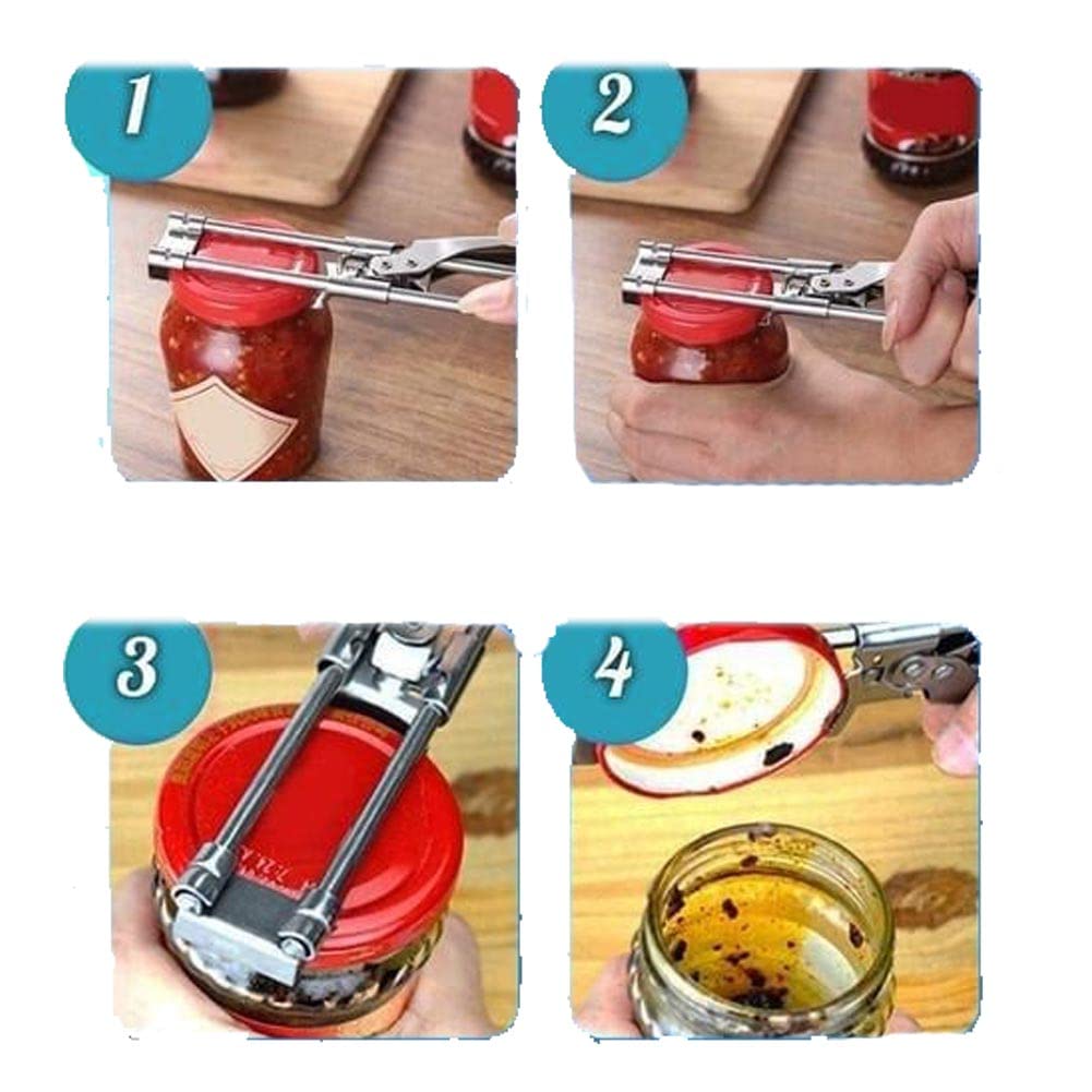 Adjustable Multifunctional Stainless Steel Can Opener Manual Bottle Jar Opener Lid Remover Gripper Kitchen Tool (1 Pcs)