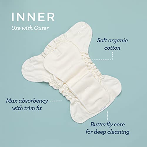 Esembly Cloth Diaper Bundle Set, 3 Organic Absorbent Inners and 1 Waterproof Diaper Cover, Blowout-Proof Reusable Washable Diapers with Snap Closure, Size 2 (18-35lbs), Confetti