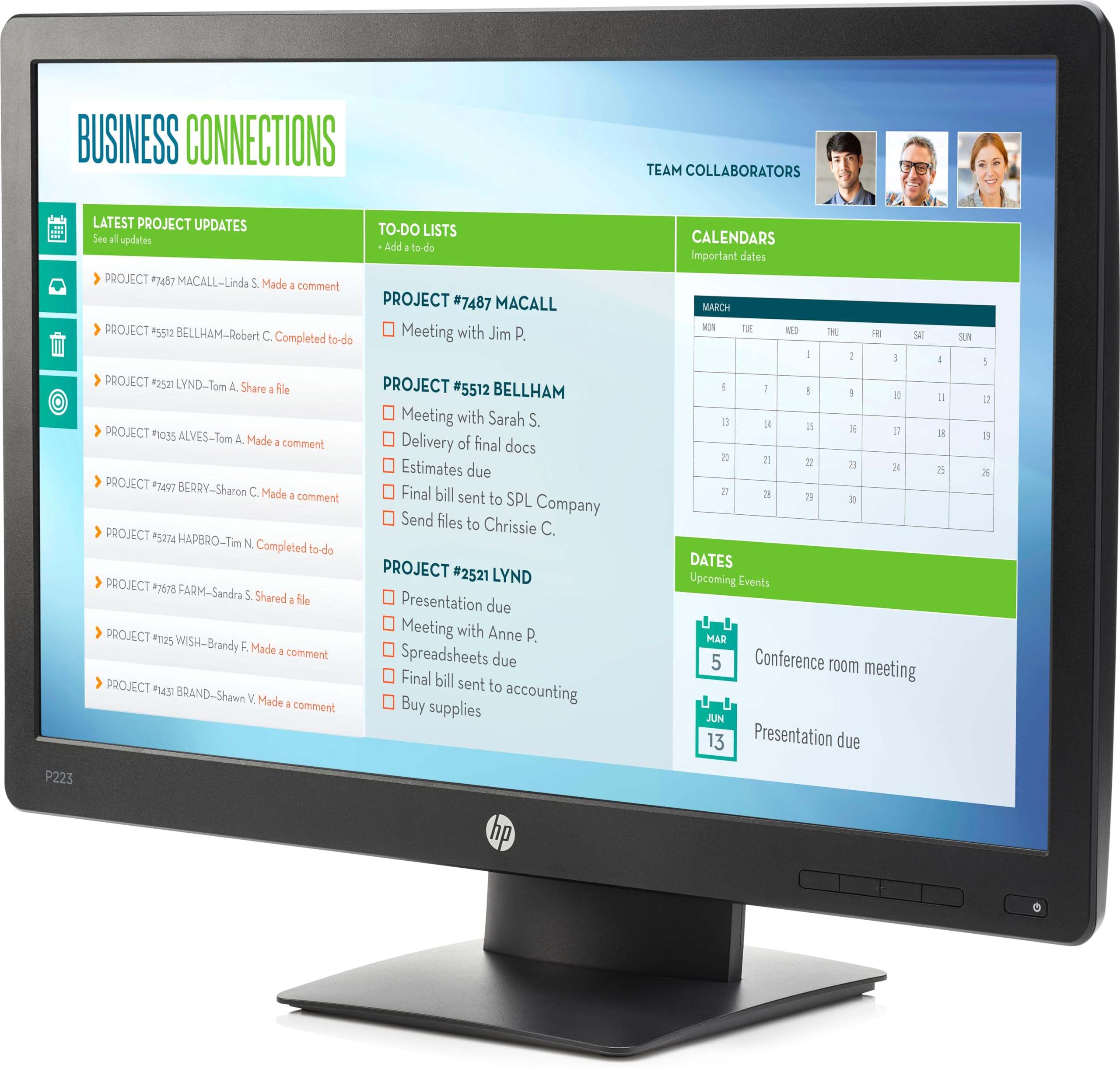 HP ProDisplay P223 21.5-inch Monitor X7R61A8, Black