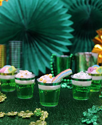 Just Artifacts 1oz Plastic Shot Glasses (120pcs, Metallic Gold Rim)