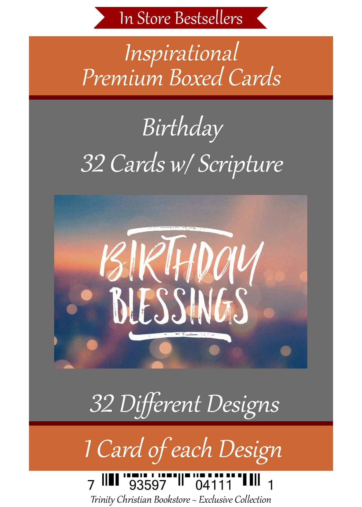 Birthday (No Repeated Cards) 32 Design Christian/Religious Greeting Card Assortment ~ Scripture in every card