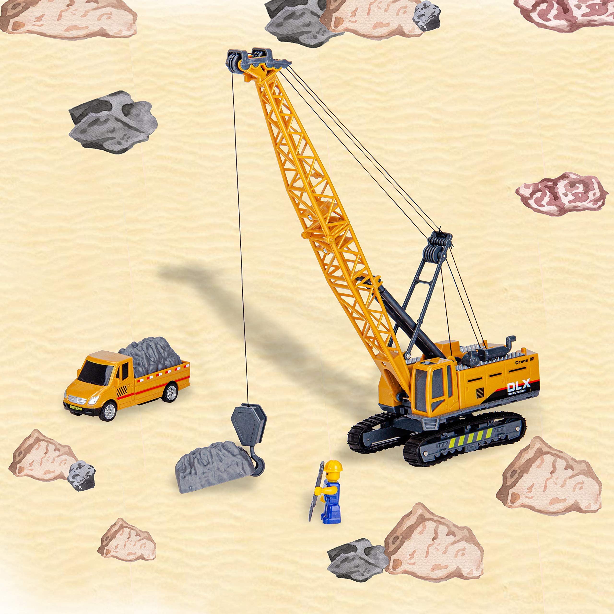 CloverCat Construction Toys for Kids - Toy Construction Vehicles Playset with Excavator, Tractor Truck, Backhoe, Crane, Dump Trucks - Great Birthday Gift for 3 4 5 Year Old Boys & Toddlers (Set 3)
