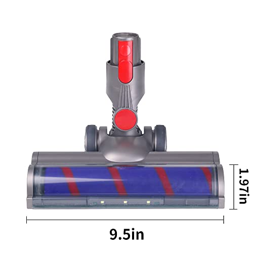 Laymi Motorhead Hardwood Floor Attachment for Dyson V7 V8 V10 V11 V15 Vacuum Cleaners with Replacement Soft Roller Brush Bar LED Headlights Floor Brush Attachments
