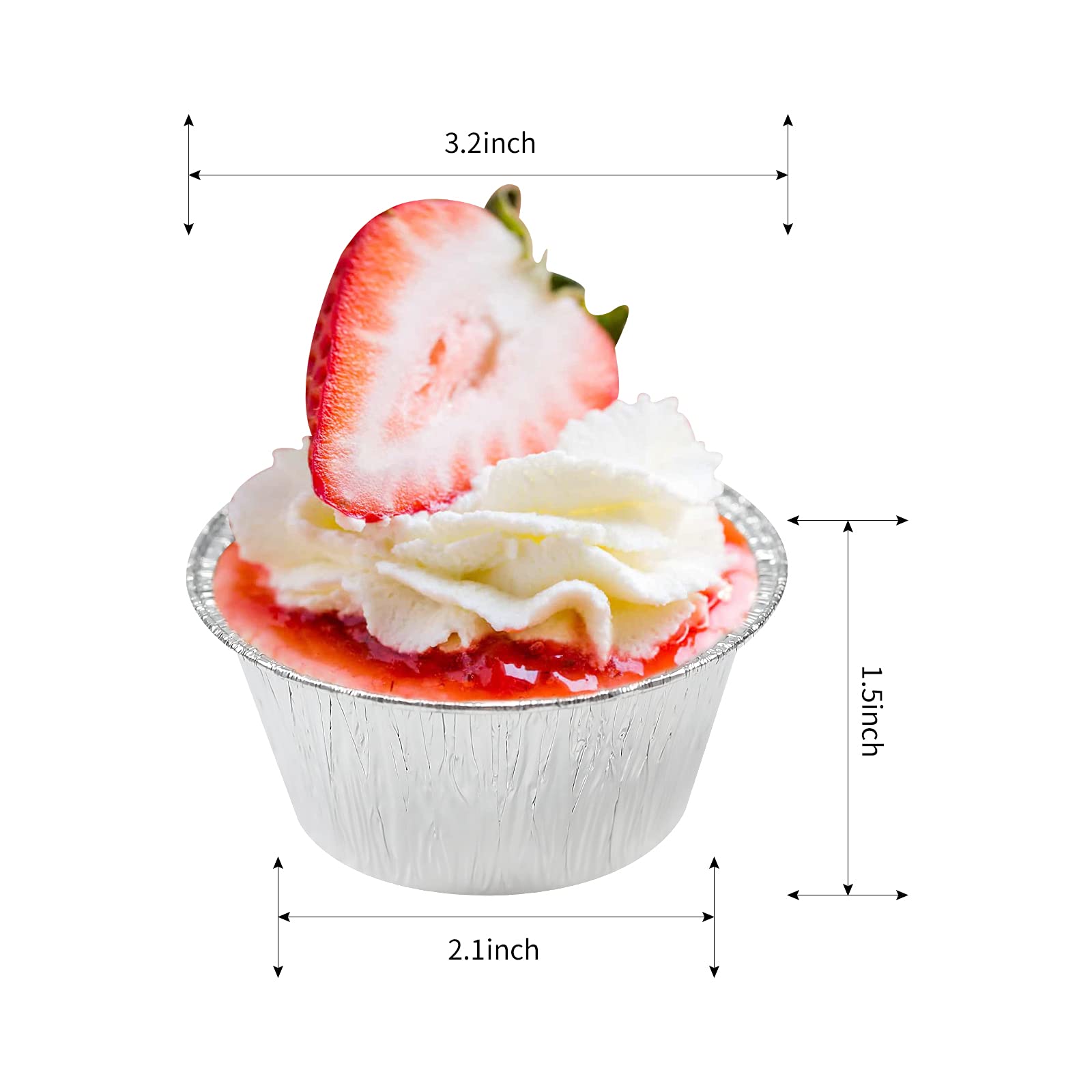 Aluminum Foil Baking Cups, Disposable Ramekin 4 Oz Aluminum Cupcake liners, 150 Pcs Silver Foil Baking Cups Muffin Liners for Baking, Cupcake, Pudding, Egg Tart, Creme Brulee