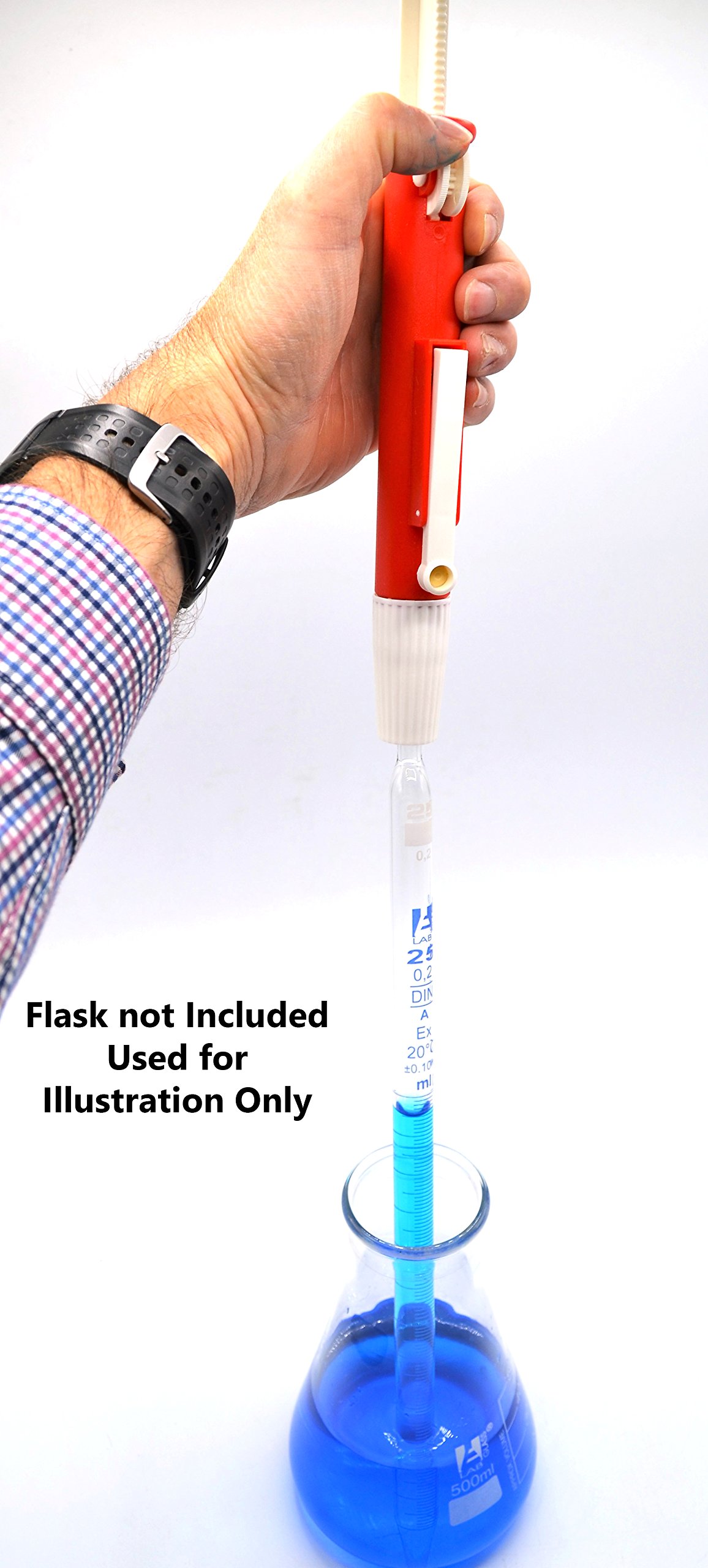 EISCO Seological Pipette & Pump, 25ml - Class A, Tolerance ±0.100 - White Graduation - Includes One-Hand Pump for Easy Pipette Flushing - Borosilicate Glass