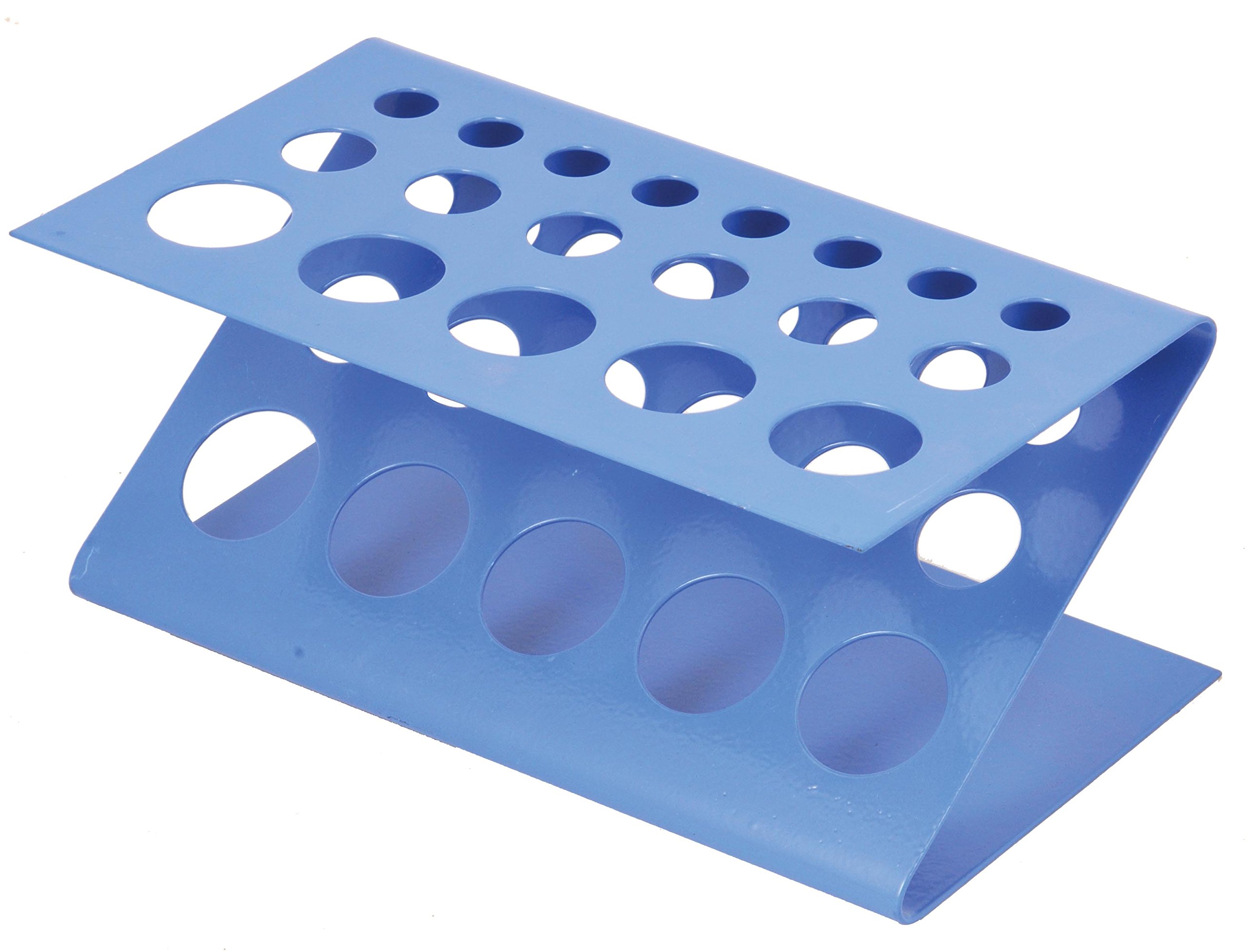 EISCO Test Tube Stand, Z Shape, Aluminum Sheet, Fits up to 18 Tubes in 3 Different Sizes (1", 0.75", 0.5")