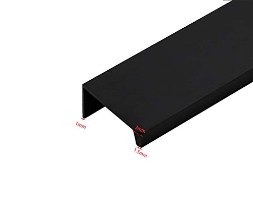LC LICTOP 80mm/3.15" Black Back Mount Finger Edge Pull Concealed Handle for Home Kitchen Door Drawer Cabinet(6Pcs)