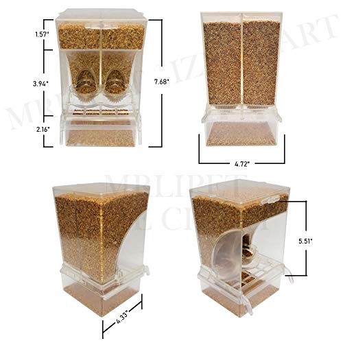 No-Mess Bird Feeder, Automatic Feeder for Parakeet Canary Cockatiel Finch
