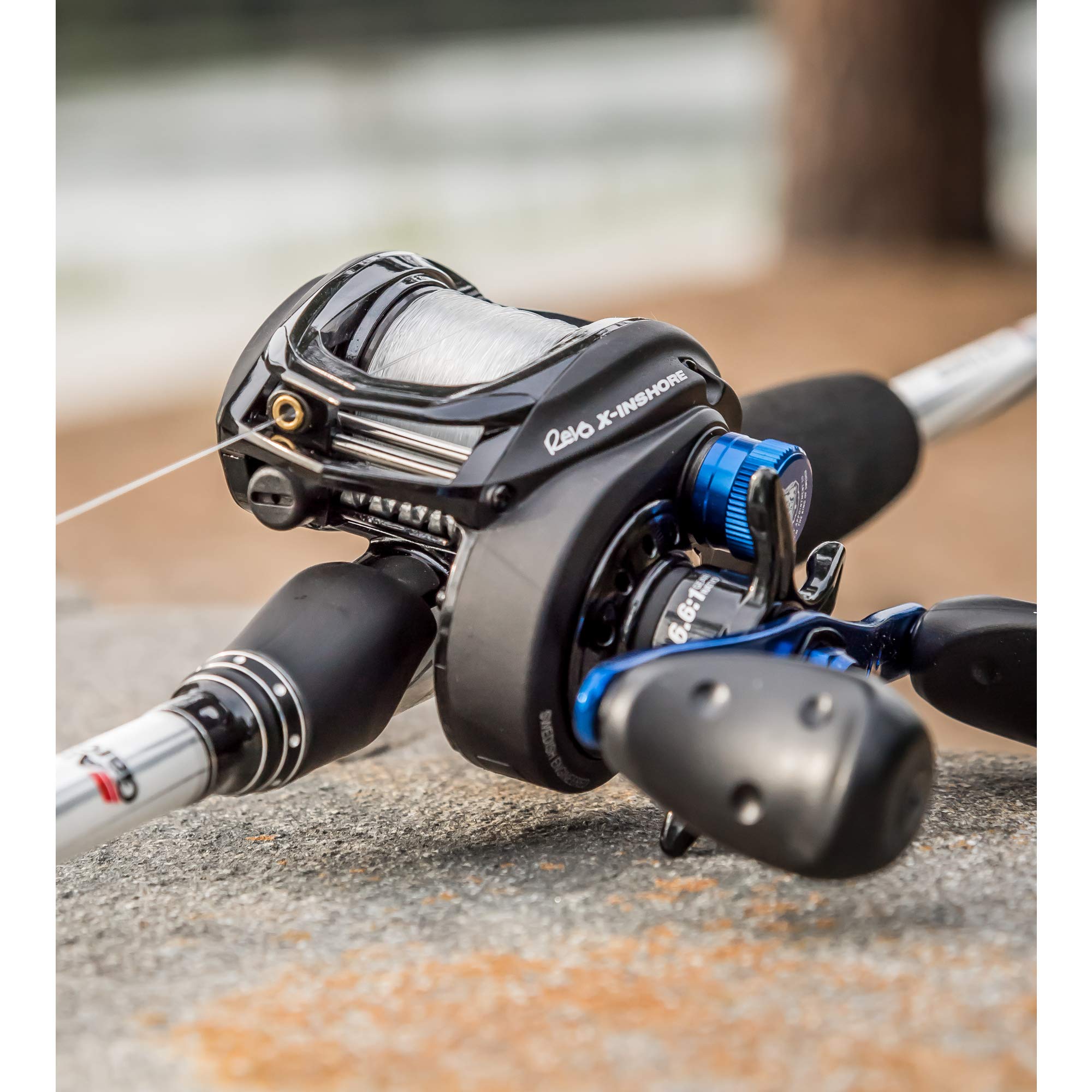 Abu Garcia, Revo X Inshore Low Profile Casting Reel, 6.6:1 Gear Ratio, 7 Bearings, 27" Retrieve Rate. Left Hand