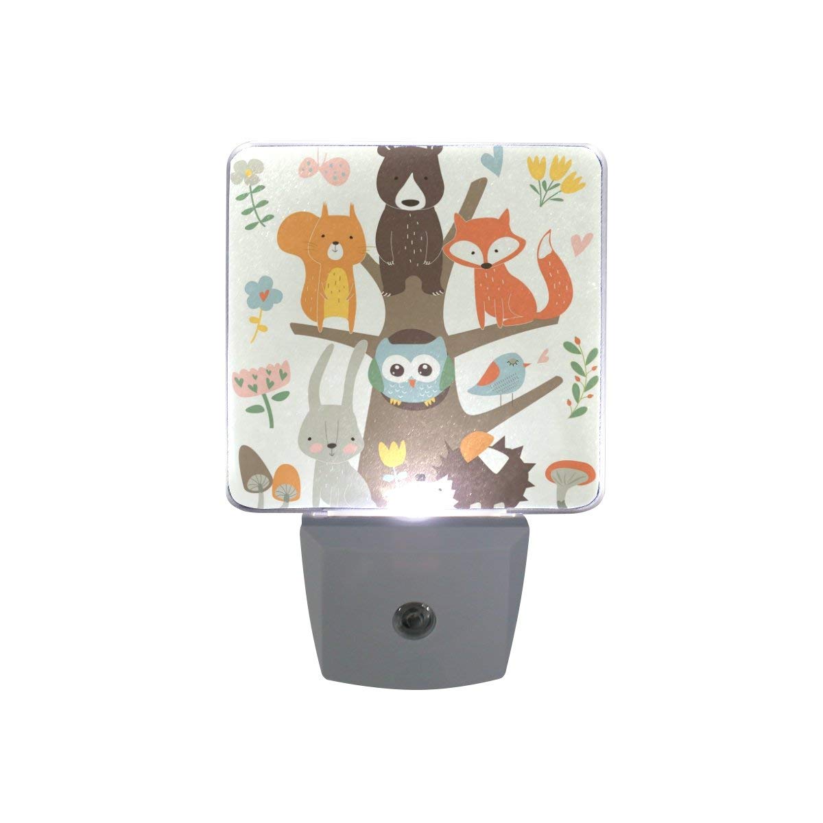 Led Night Light Animal Fox Bird Owl Bear Rabbit Flower Tree, Auto Senor Dusk to Dawn Night Light Plug in for Kids Baby Girls Boys Adults Room2