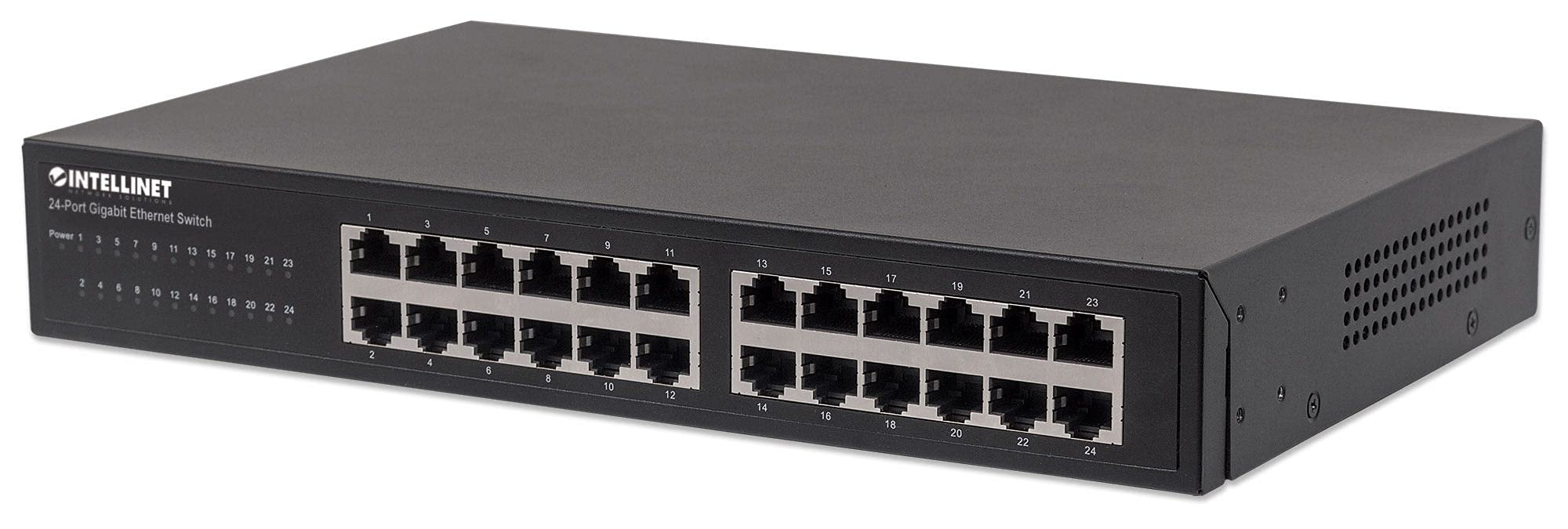 Intellinet 24 Port Gigabit Ethernet Switch - Unmanaged, 10/100/1000 Mbps Ports, Rackmount & Desktop, Sturdy Metal Design, Fanless Quiet, EEE, Flow Control – 3 Yr Mfg Warranty - 561273