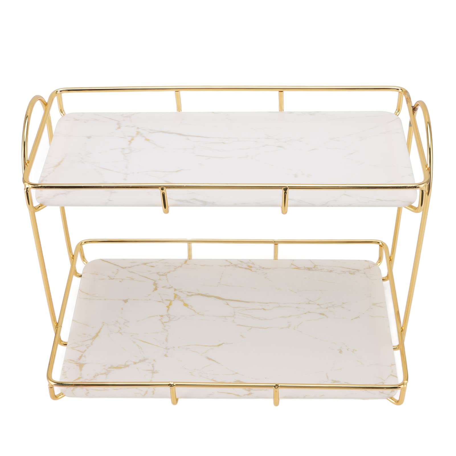 Cosmetic Storage Shelf, 2 Tier Bathroom Countertop Rack, Large Capacity Waterproof Gold Metal Storage Shelf Rack for Bathroom Kitchen Bedroom