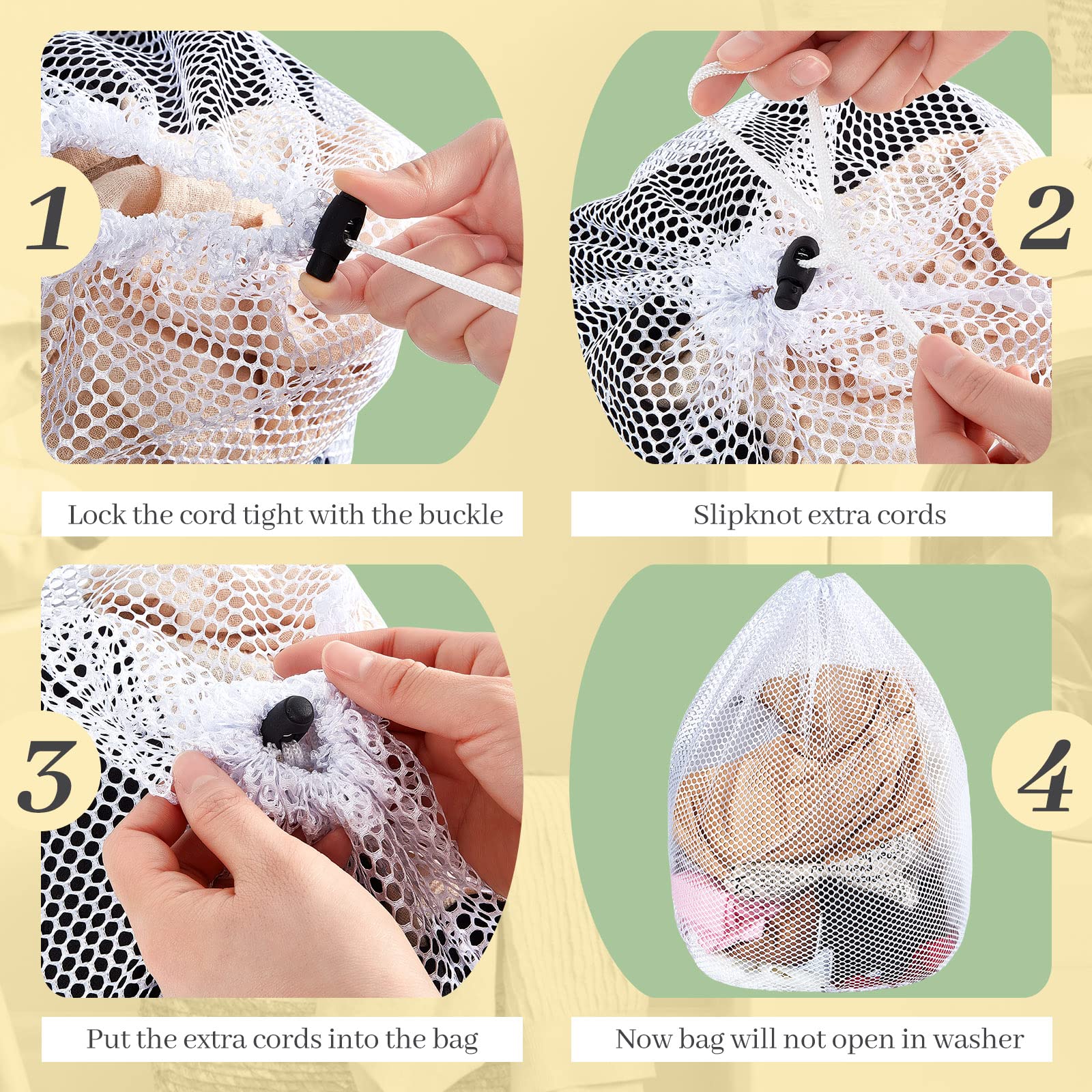 Mesh Laundry Bags with Drawstring 20 x 24'' Machine Washable White Laundry Mesh Bag Sturdy Large Net Laundry Wash Bag for Dormitory College Apartment Travelling Camping(20 Pcs )