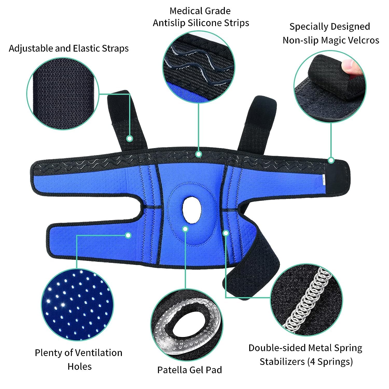 ABYON Adjustable Knee Braces for Knee Pain with Side Stabilizers for Man Women.Relieves Meniscus Tear,ACL, LCL, MCL,Arthritis.Non Slip Adjustable Knee Support for Joint Pain Relief,Injury Recovery